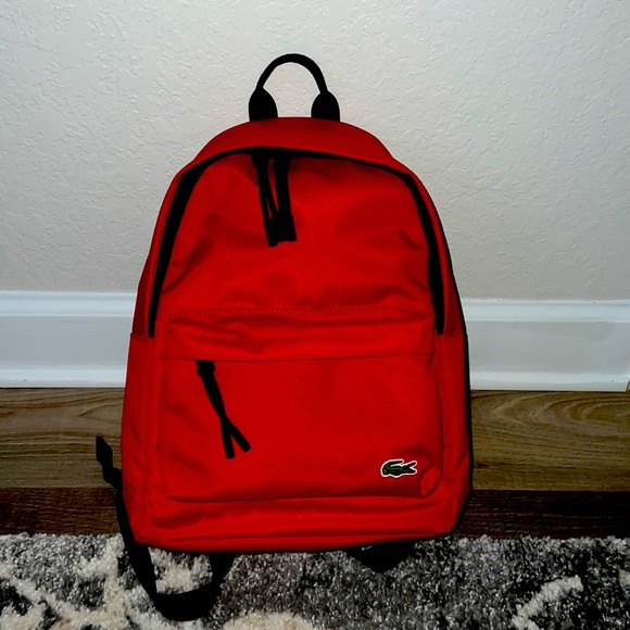 Lacoste | Bags | Nwt Auth Lacoste Red Small Backpack Canvas | Poshmark